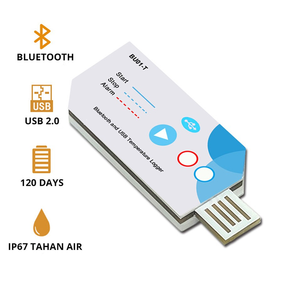 Jual Temperature Data Logger With USB Bluetooth Sekali Pakai Bisa 120 ...