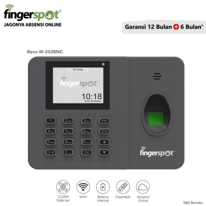 Jual Mesin Absensi Fingerspot Revo W-202BNC Fingerprint Wifi | Shopee Indonesia