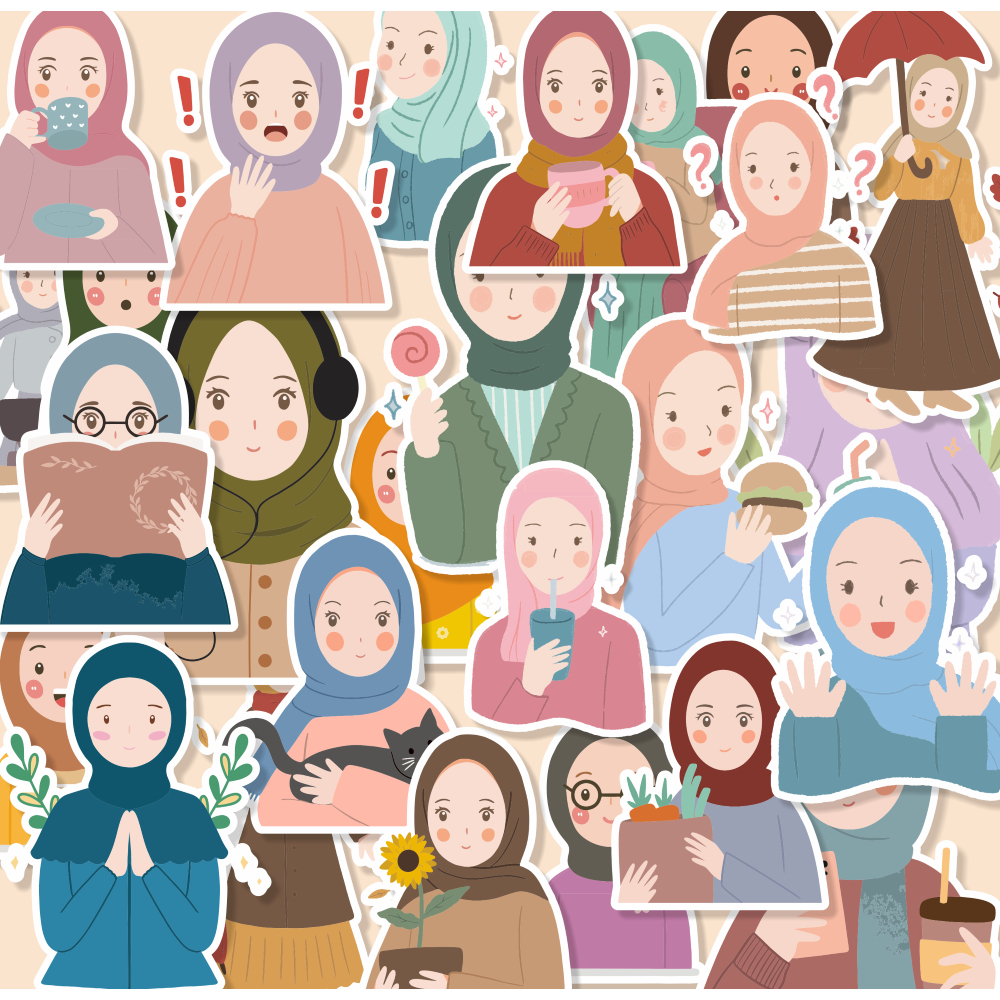 Jual ( 20 pcs ) HIJAB-cute/stiker kartun lucu/random/murah/stiker ...