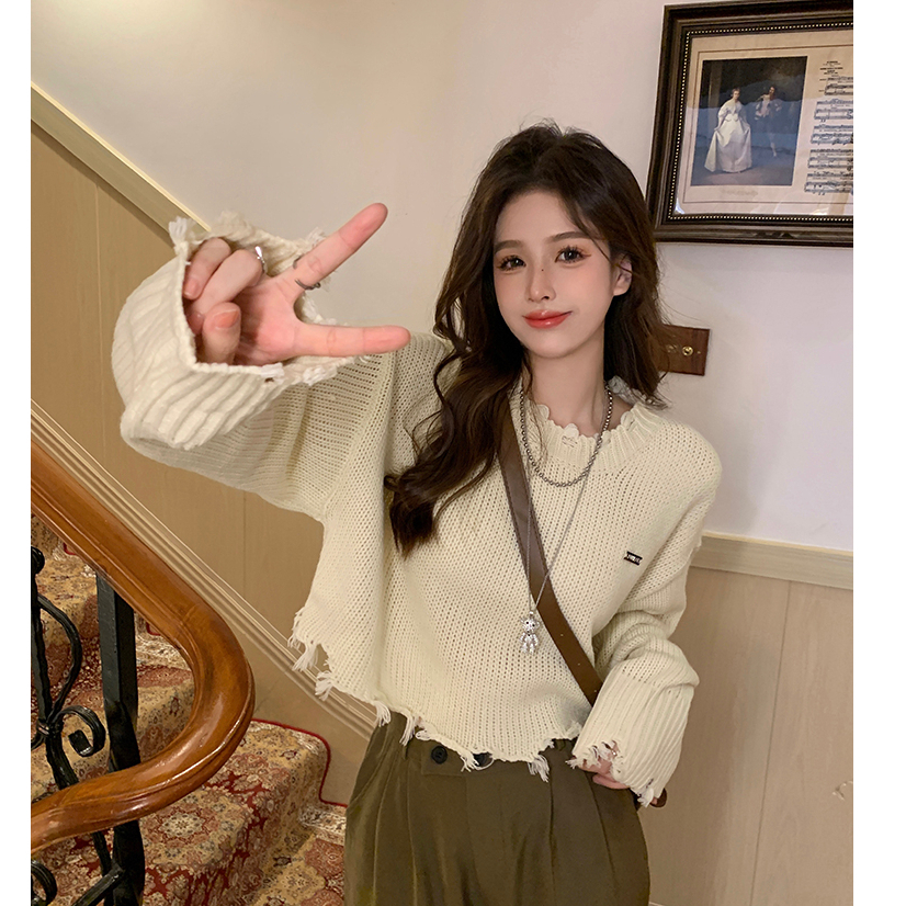 Jual Korean Style Atasan Rajut Wanita Lengan Panjang Knit Rajut Premium Import Kekinian Crop ...