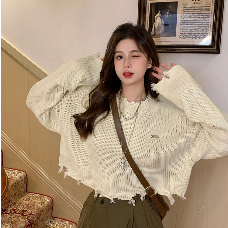 Jual Korean Style Atasan Rajut Wanita Lengan Panjang Knit Rajut Premium Import Kekinian Crop ...