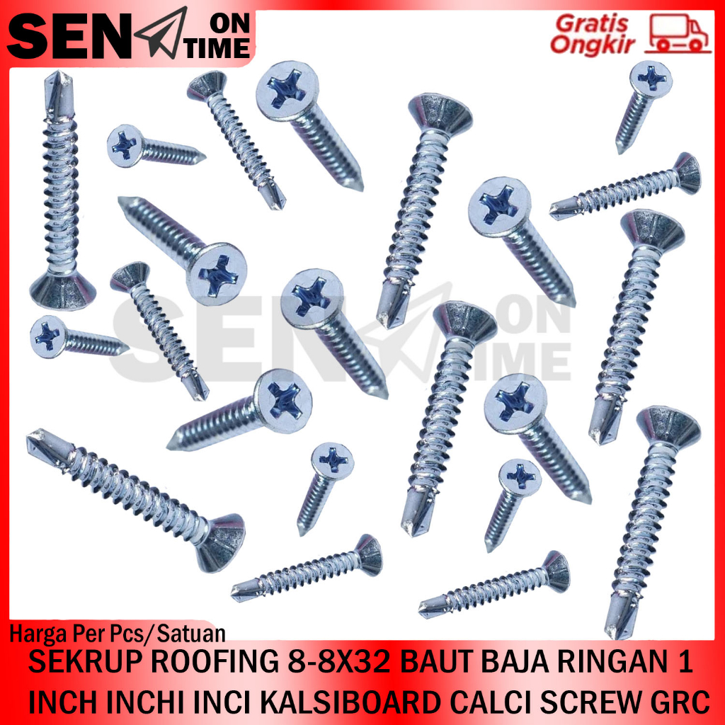 Jual SEKRUP ROOFING 1 IN 2,5 CM KALSIBOARD BAUT BAJA RINGAN SDS BAUD SEKERUP SKRUP GRC ...