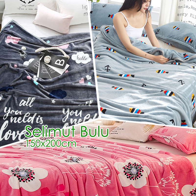 Jual Selimut Bulu Halus Dewasa Motif Aesthetic Ukuran 150× 200cm / New ...