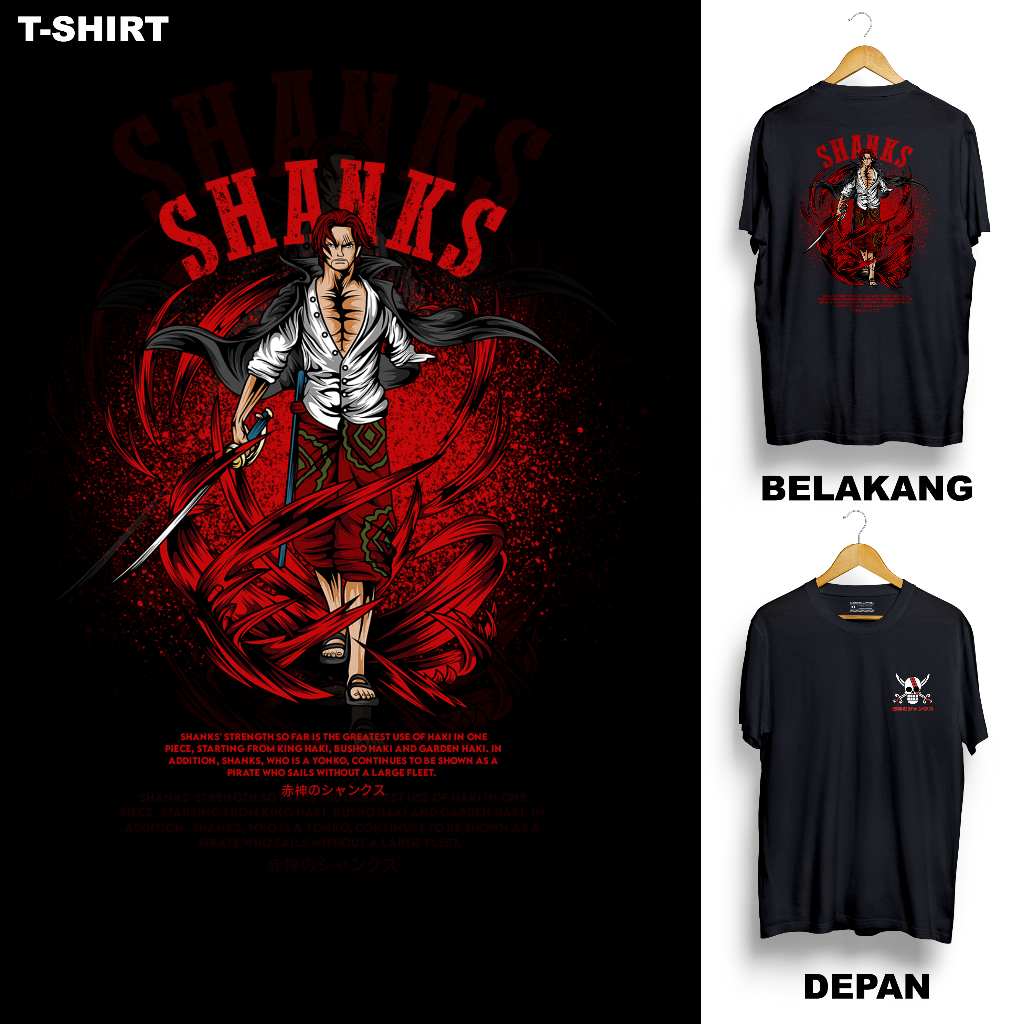 Jual SHANKS - KAOS DEWASA MOTIF ANIME ONE PIECE OP KARAKTER SHANKS RED ...