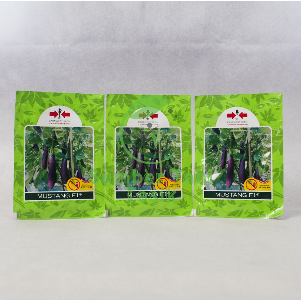 Jual Benih Bibit Terong Ungu MUSTANG F1 Isi 1100 Butir Cap Panah Merah Original Kemasan Pabrik ...