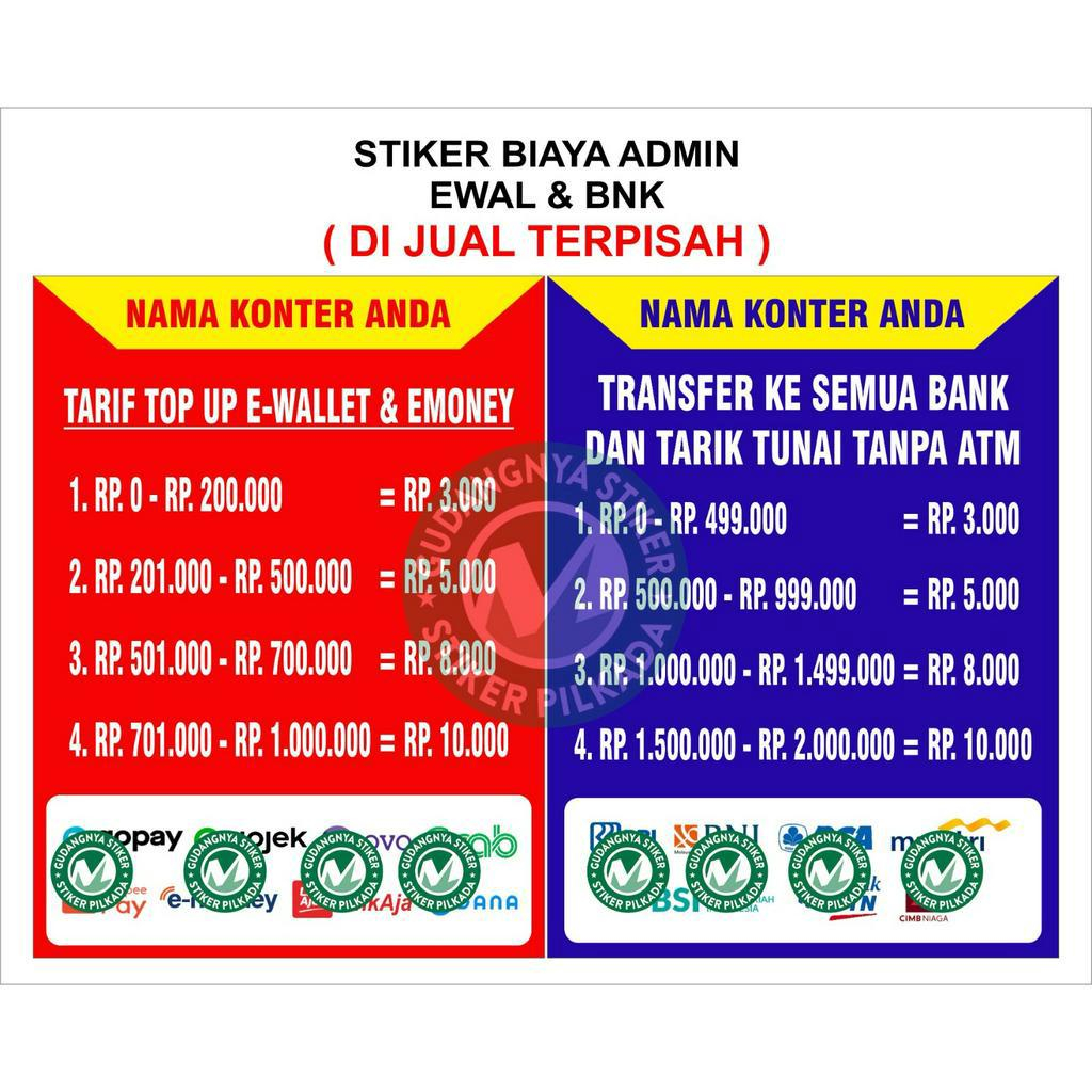 Jual STIKER VINYL BIAYA ADMIN (DIJUAL SATUAN, CUSTOM NAMA KONTER ...