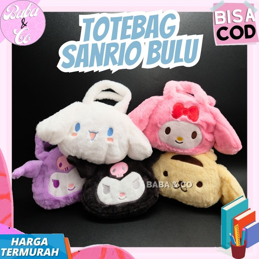 Jual TAS TOTEBAG SANRIO BULU TAS SANRIO LUCU UNIK TAS FLUFFY MURAH LUCU ...