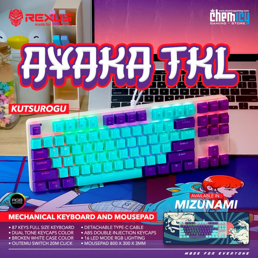 Jual Rexus Ayaka TKL Series KG3-6 Deskmat & Keyboard Bundle Combo ...