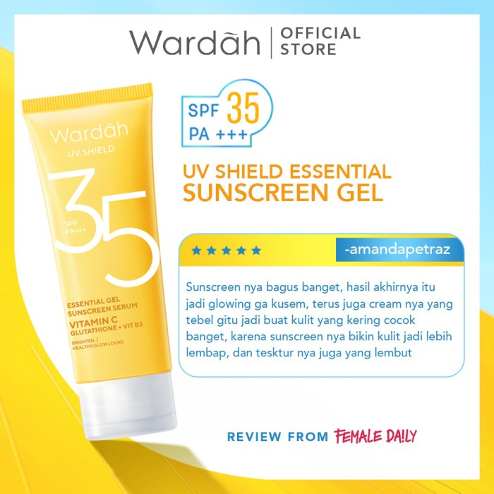 Jual Wardah UV Shield Essential Sunscreen Gel SPF 35 PA +++ 40ml | Shopee Indonesia