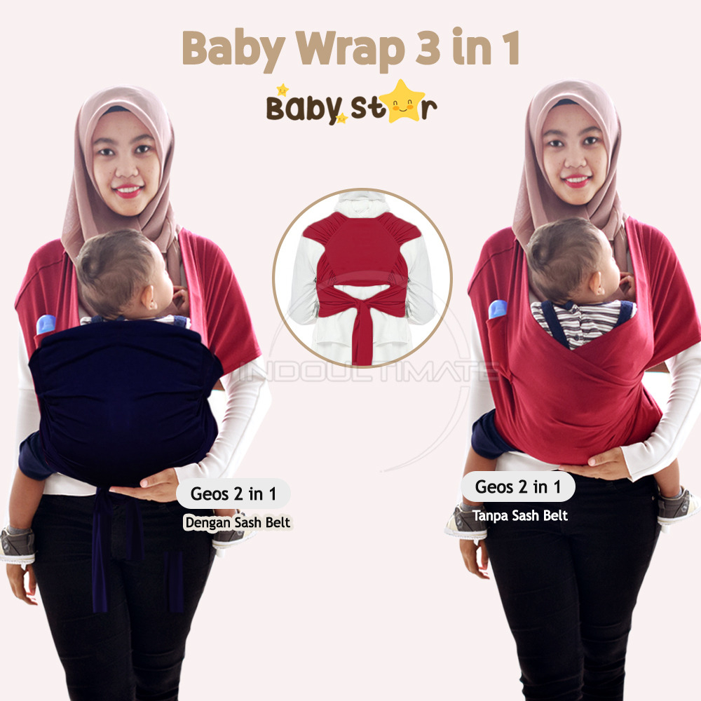 Jual Gendongan Bayi Gendongan Bayi Depan BABY STAR Geos Kaos Polos 2in1 ...