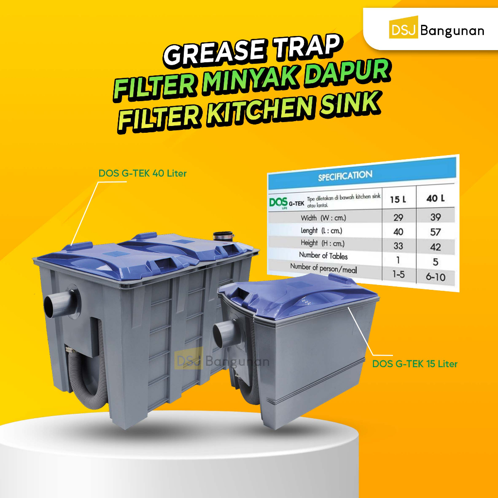 Jual DOS Grease Trap 15 Liter 40 Liter Penyaring Minyak Dapur Saringan ...