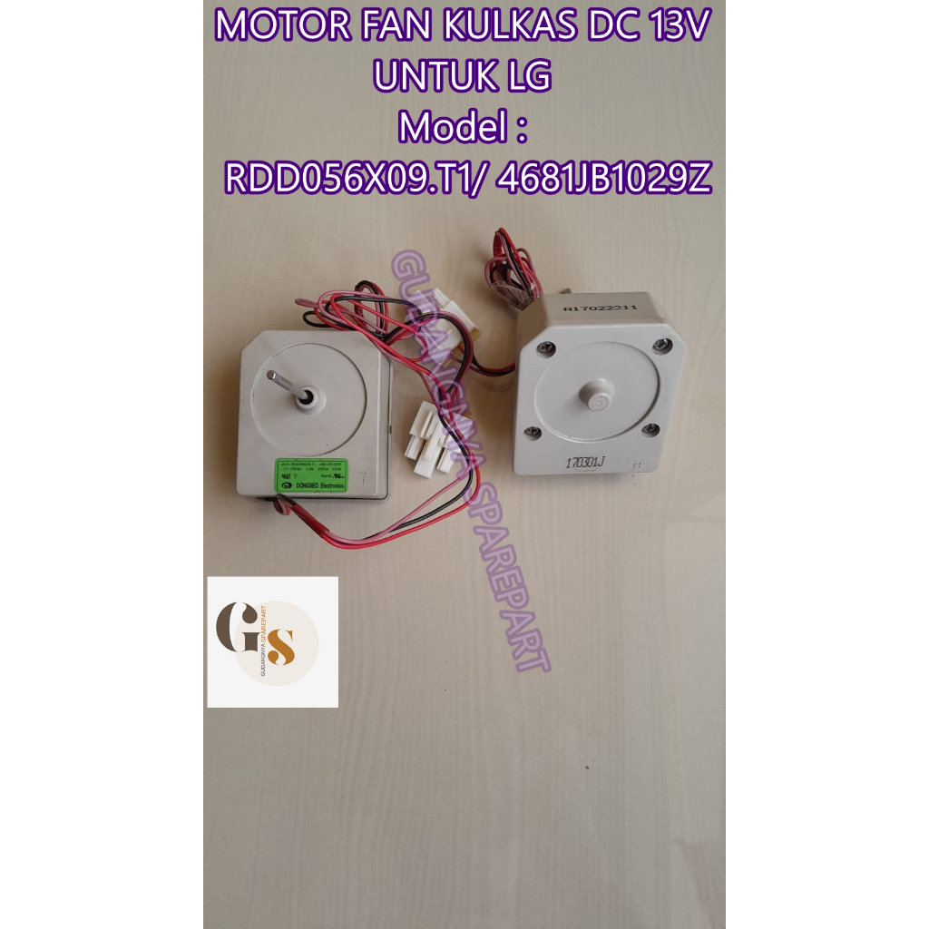 Jual FAN MOTOR KULKAS LG 2 PINTU DC 13V RDD056X09. T1 ( PERHATIKAN ...