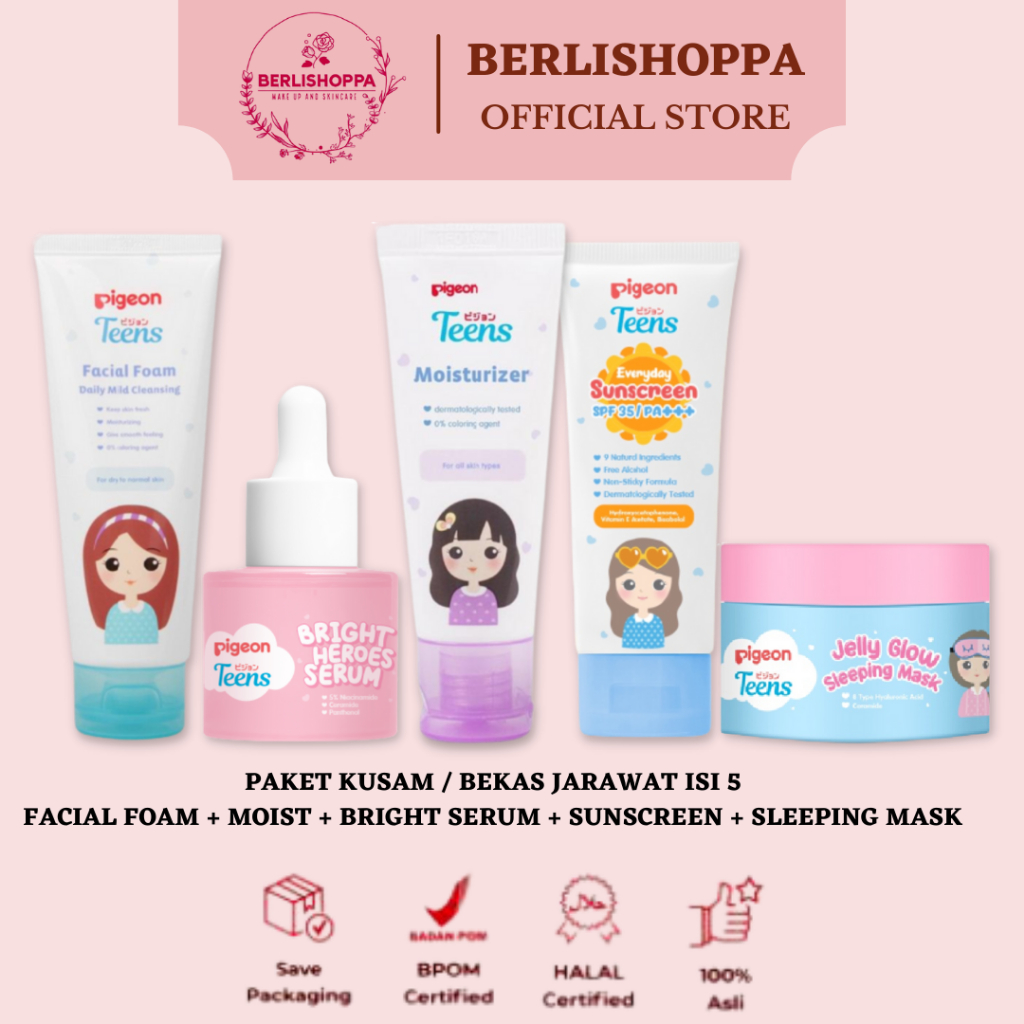 Jual (ISI 5) PIGEON TEENS Paket Brightening / Glowing 5 : Facial Foam ...
