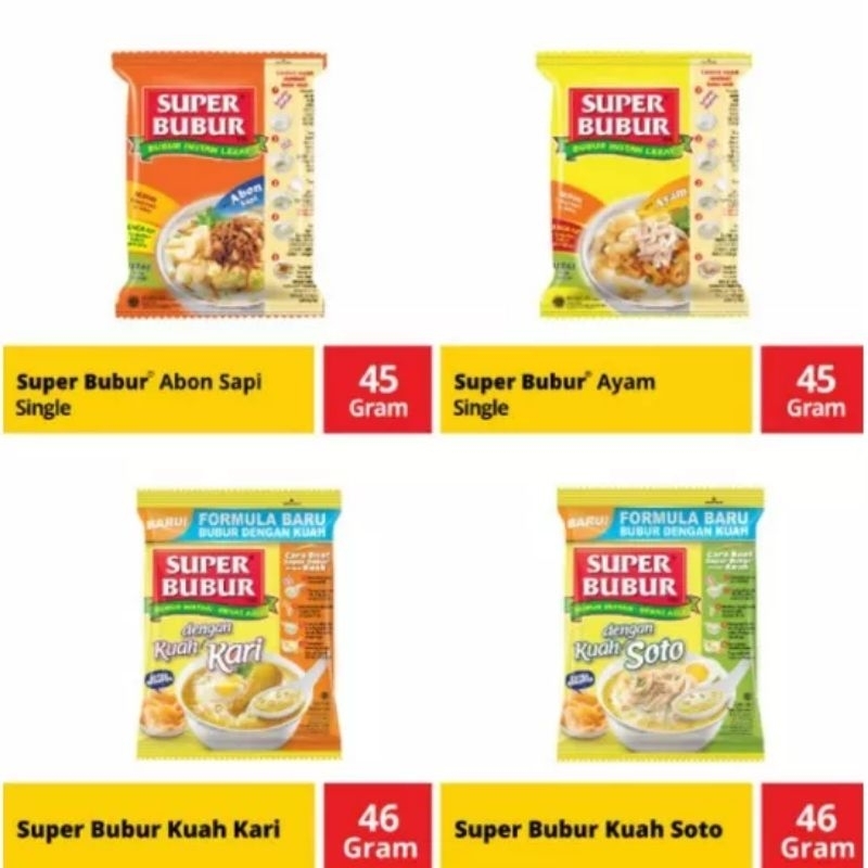 Jual Super Bubur Dari Mayora Bubur Ayam Kemasan Pack 45 gr | Shopee ...