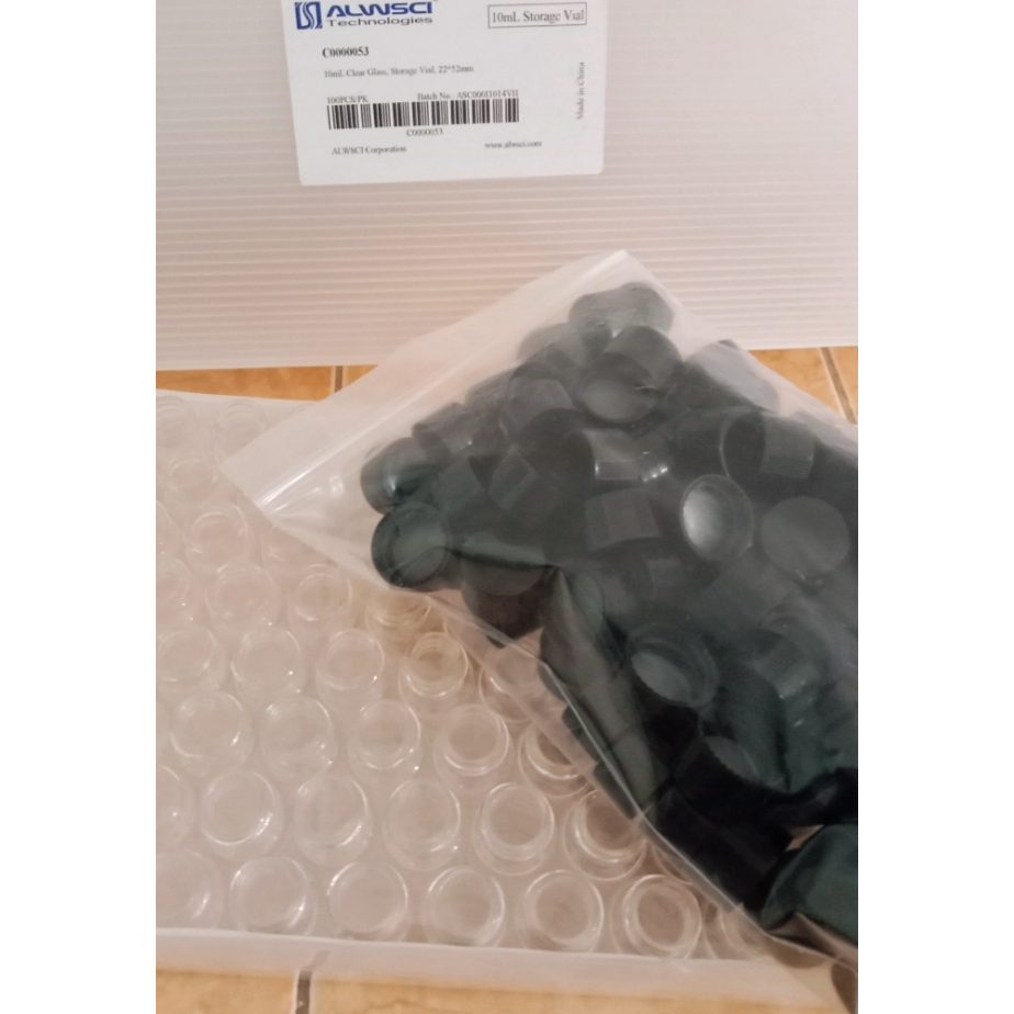 Jual Sample Vial 10 ml Storage Vial Clear with Cap & PTFE Septa Botol ...