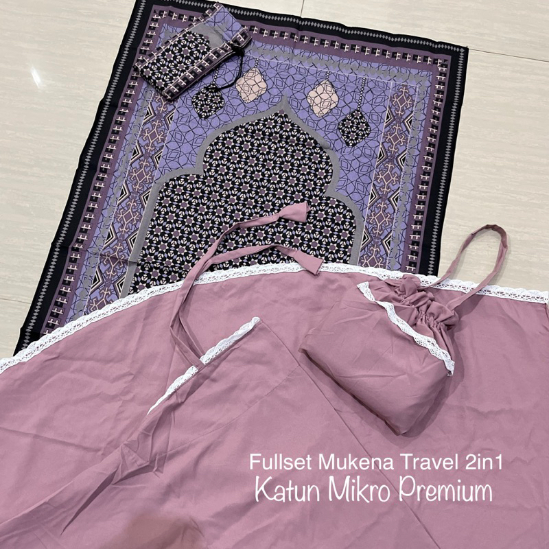Jual Full Set Mukena Travel Katun Renda 2in1 + Sajadah Traveling Motif ...