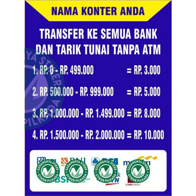 Jual STIKER VINYL BIAYA ADMIN (DIJUAL SATUAN, CUSTOM NAMA KONTER ...