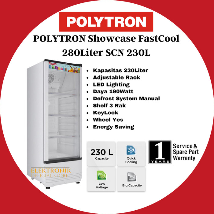 Jual POLYTRON SHOWCASE SCN 180L Pendingin Minuman 230Liter | Shopee ...