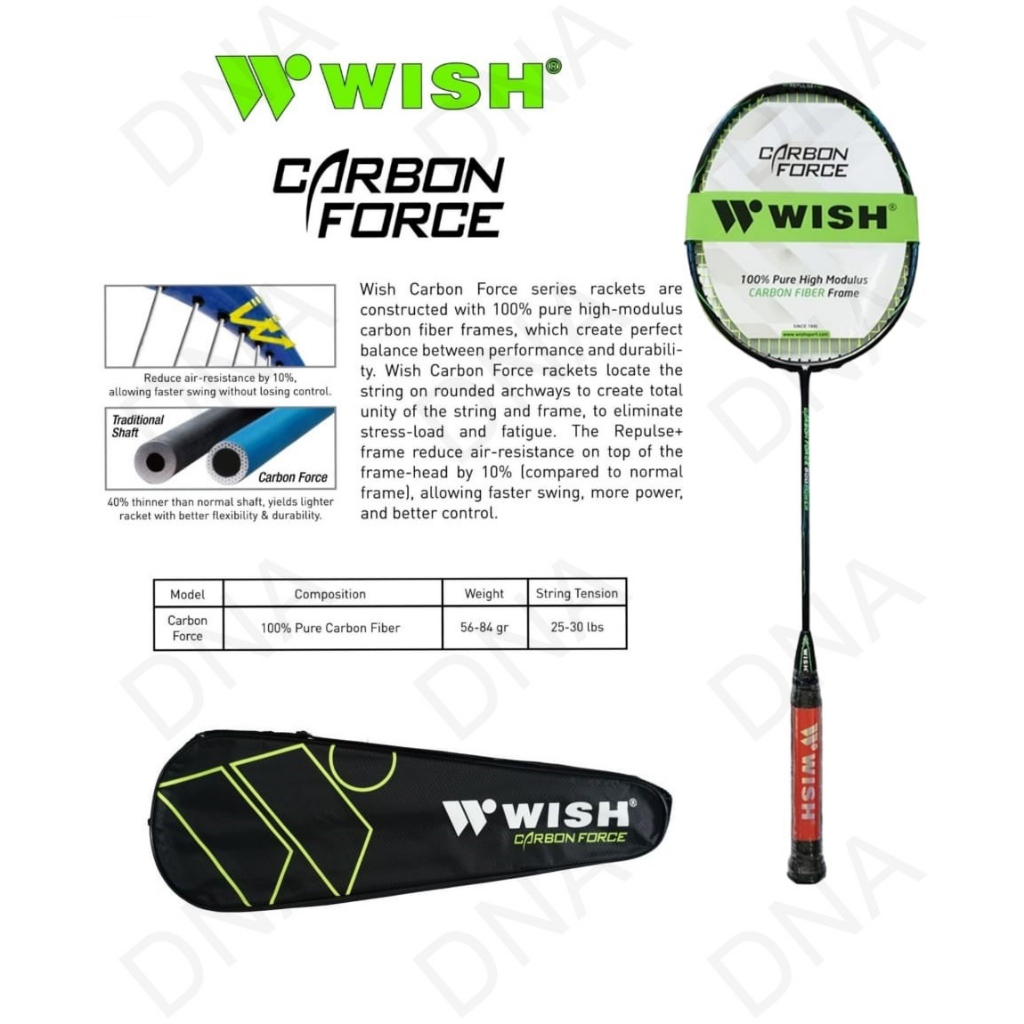 Jual Raket Badminton Wish Carbon Force 800 Power - ORIGINAL | Shopee ...