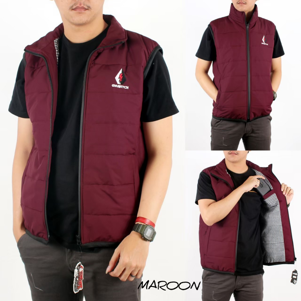 Jual Jaket Rompi Pria Keren - Rompi Motor Pria - Jaket Rompi Gelembung ...
