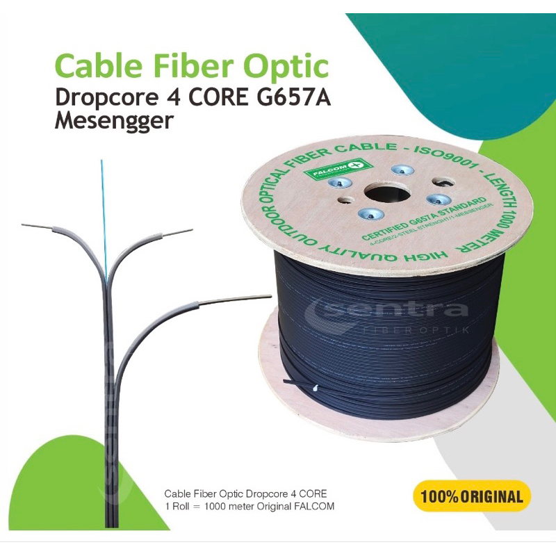 Jual Kabel fiber optik Dropcore 4 core 3 seling 1000M FALCOM | Shopee ...