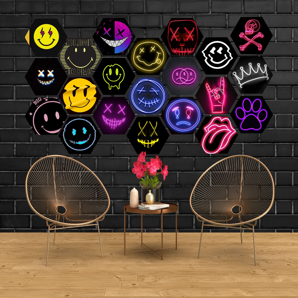 Jual HIASAN DINDING HEXAGONAL EMOTICON AESTHETIC / POSTER KAYU / WALL ...