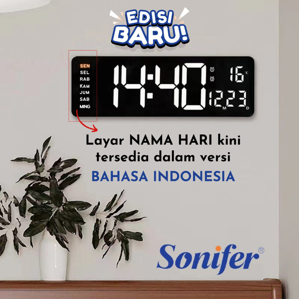 Jual Sonifer Jam Dinding Timer Countdown Digital LED 39 x 13 cm ...