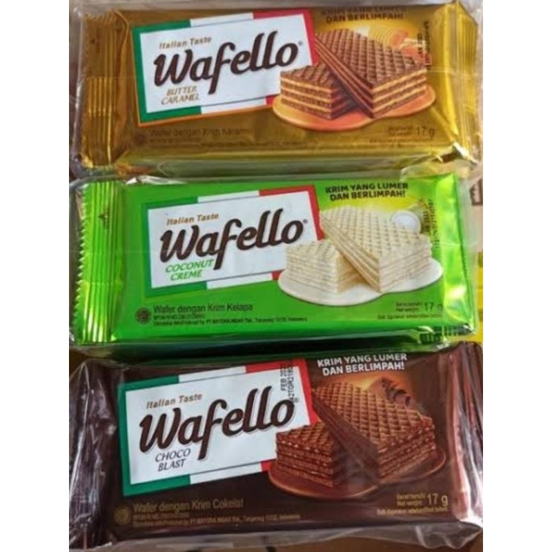Jual ROMA WAFELLO WAFER DENGAN KRIM COKELAT, CARAMEL DAN KELAPA ...