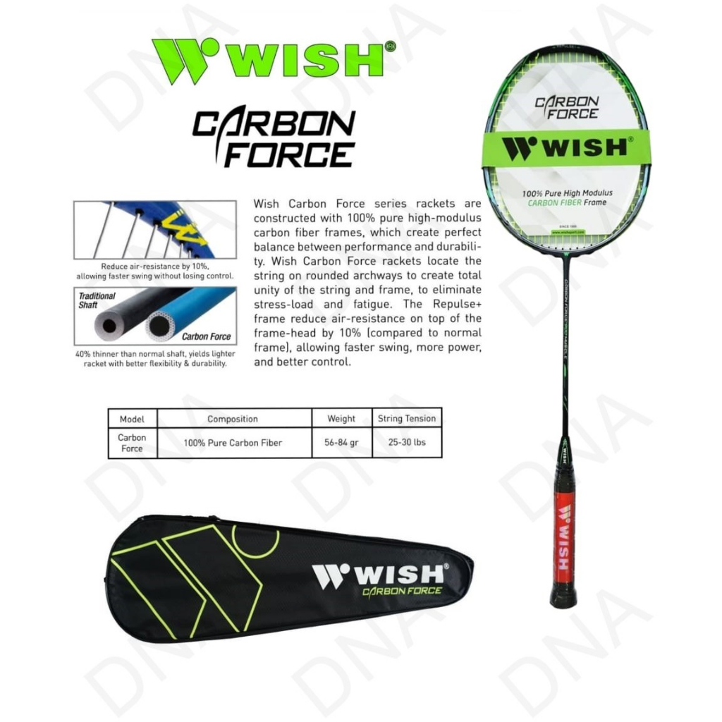 Jual Raket Badminton Wish Carbon Force 900 Muscle - ORIGINAL | Shopee ...