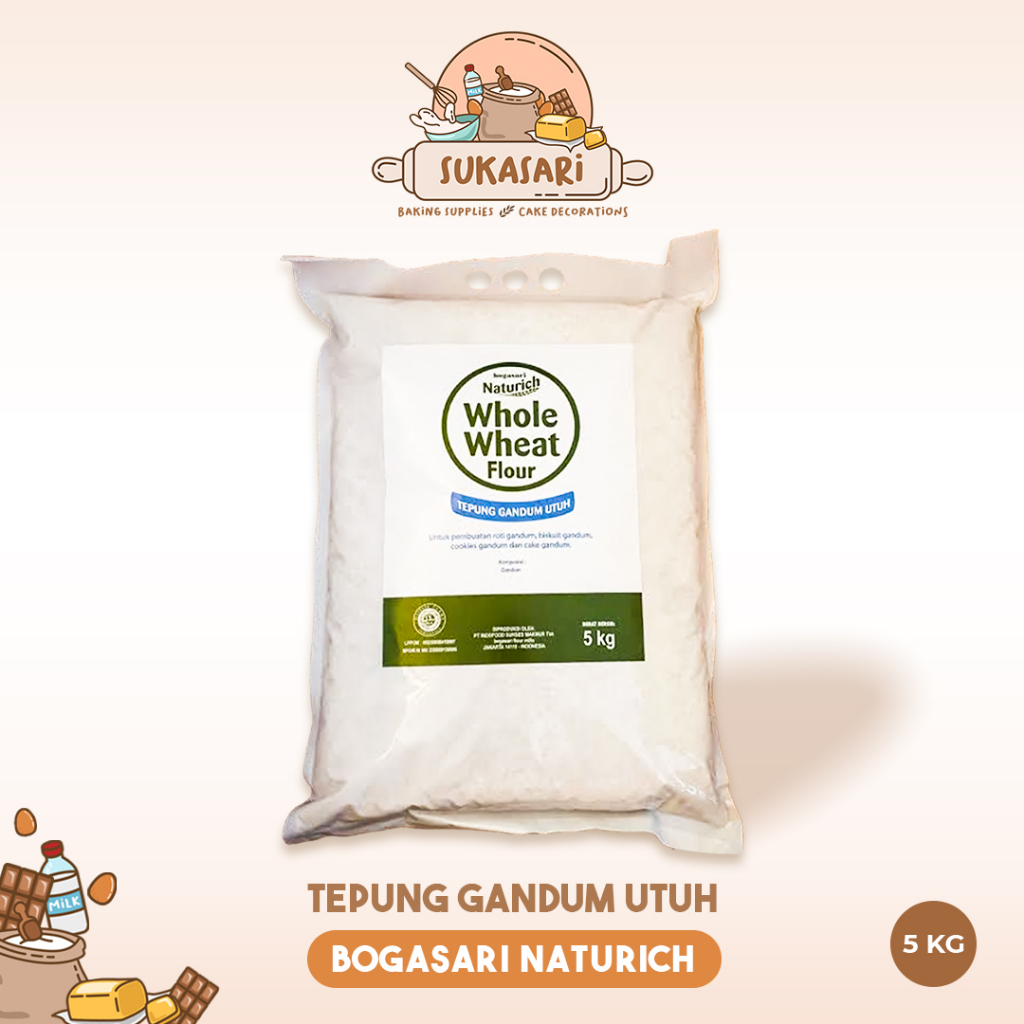 Jual Sukasari - Tepung Gandum Utuh Bogasari Naturich 5kg / Whole Wheat ...
