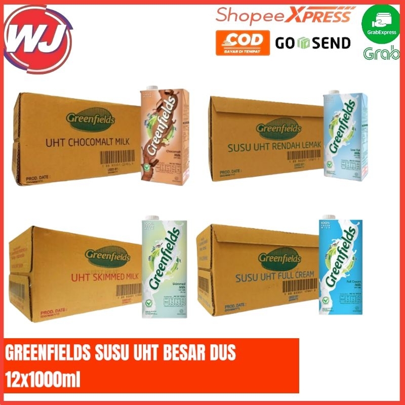 Jual GREENFIELDS SUSU UHT BESAR DUS 12x1000ml | Shopee Indonesia