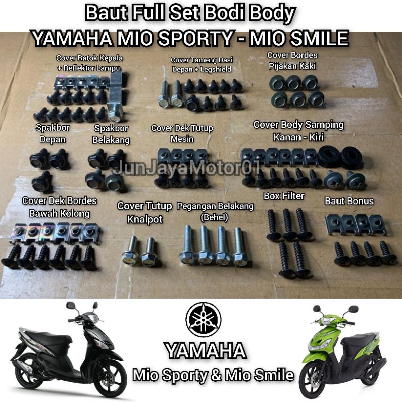 Jual Baut Full Set Body Motor Yamaha Matic Mio Sporty Lengkap | Shopee ...