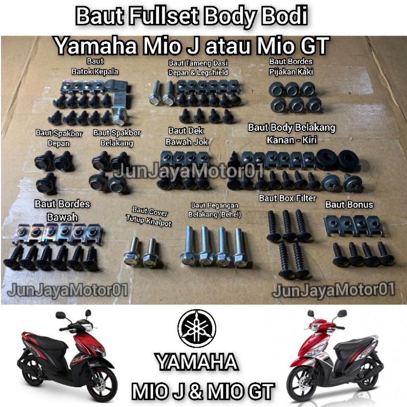 Jual Baut Lengkap Fullset Bodi Yamaha Mio J Mio GT / Baut Full Set Body Yamaha Mio J Mio Gt ...