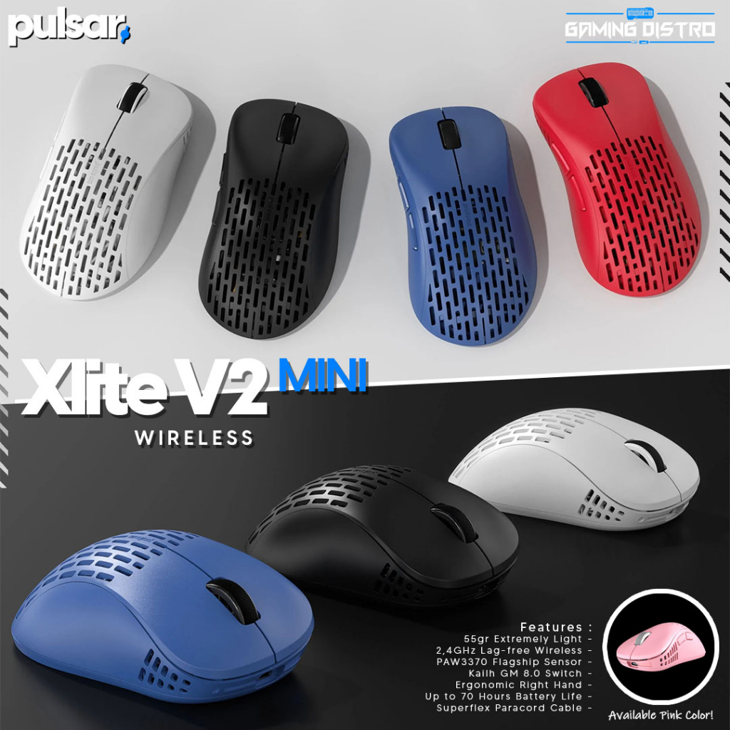 Jual Mouse Gaming Pulsar Xlite V2 Mini Wireless Flagship Sensor PAW3370 ...
