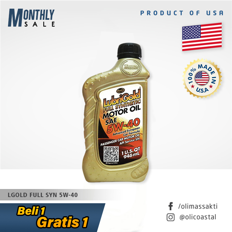 Jual LUBRIGOLD FULL SYNTHETIC 5W-40 PCMO API SN 1L OLI MOBIL EROPA ...