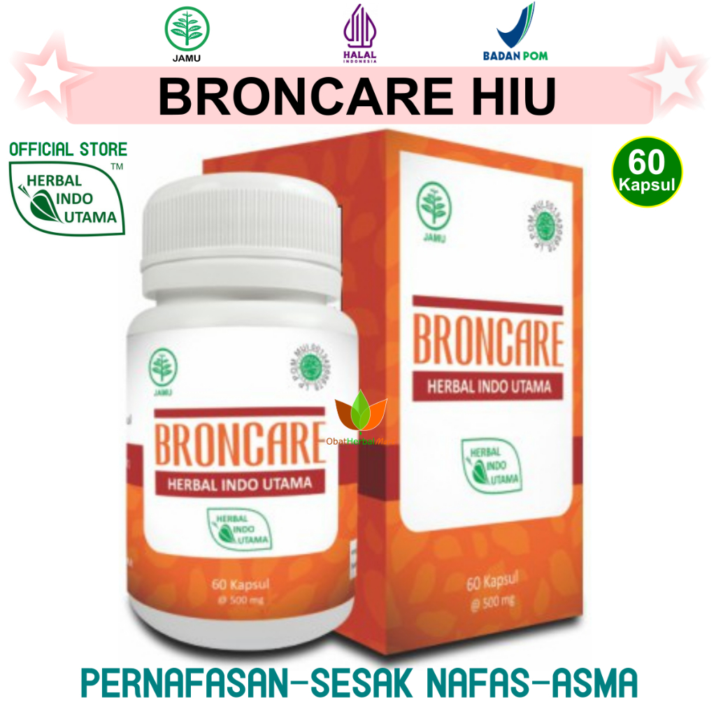 Jual 60 KAPSUL BRONCARE HIU HERBAL INDO UTAMA JAMU OBAT BRONCHITIS ...