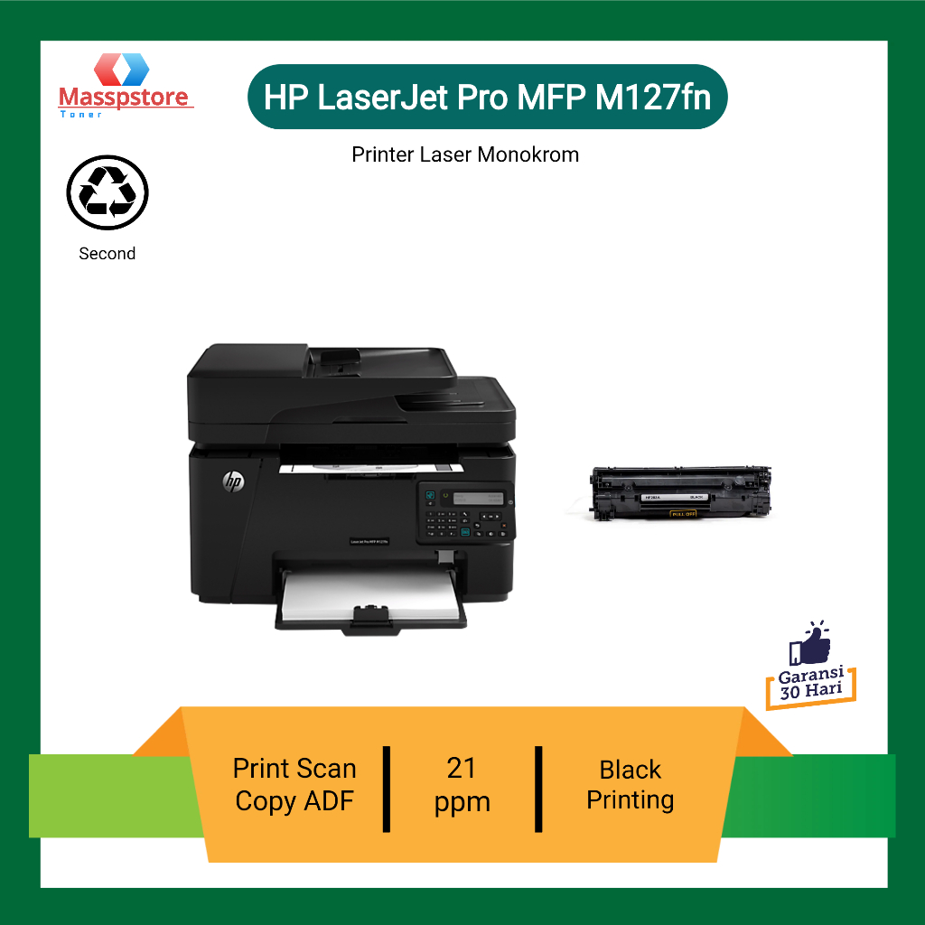 Jual Printer Hp LaserJet Pro mfp M127fn Printer Laser Hitam putih Scan ...
