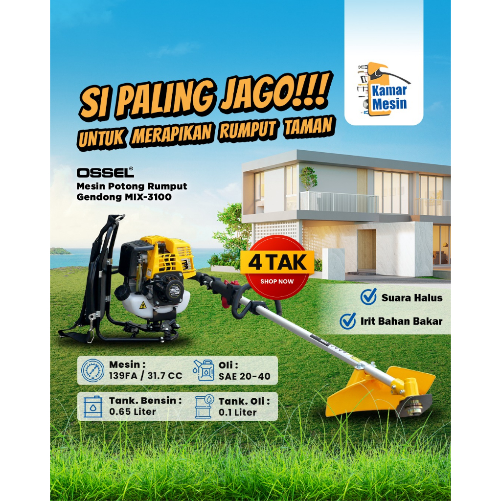 Jual OSSEL Potong Rumput Gendong Pemotong Rumput 4 Tak 4 Stroke Bensin ...