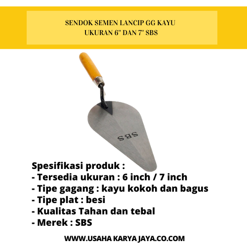 Jual Sendok Semen Lancip Gagang Kayu SBS Ukuran 6'' Dan 7'' Original ...