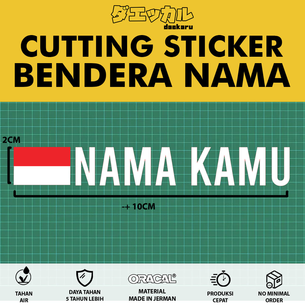 Jual Custom Cutting Sticker Bendera Indonesia Indo Nama Decal Vinyl ...