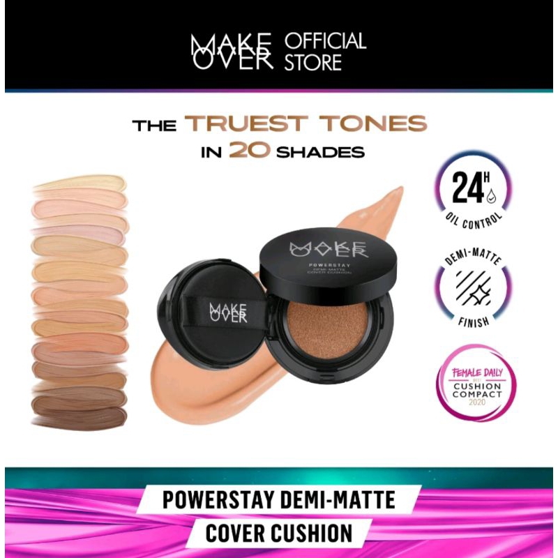 Jual [NEW SHADES] MAKE OVER Powerstay Demi-Matte Cover Cushion 15g ...