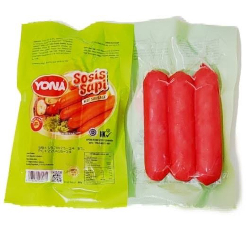 Jual yona sosis sapi merah isi 3 80gr | Shopee Indonesia