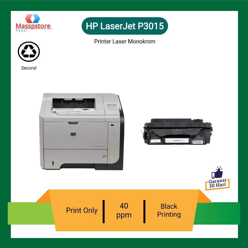 Jual Printer hp laserjet P3015dn Printer Laser Hitam putih Duplex dan ...