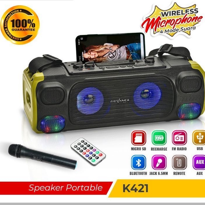 Jual Speaker Advance K421 Bluetooth plus mic wireless portabel Meeting / Speaker Karaoke K 421 ...