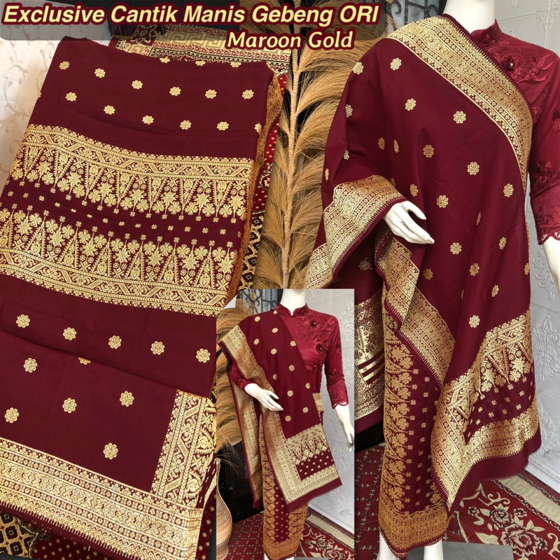 Jual Exclusive Songket Cantik Manis Gebeng ORI / Maroon Gold /songket ...