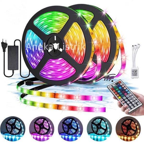 Jual Lampu Led Strip RGB Warna Warni SUPER IP44 2835/5050 5m 10m ...