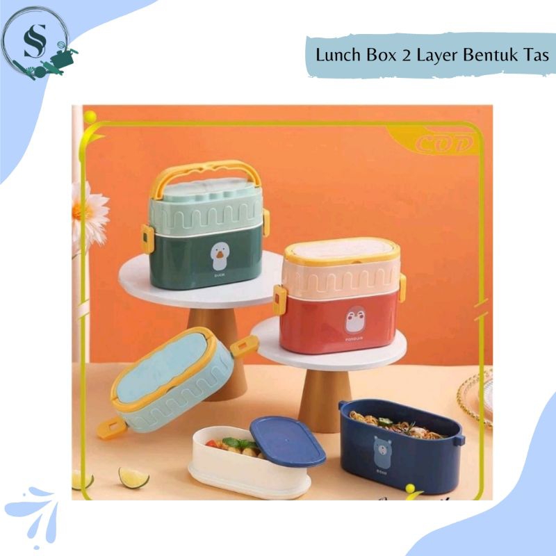 Jual Lunch Box Tempat Makan 2 Susun Bentuk Tas | Shopee Indonesia