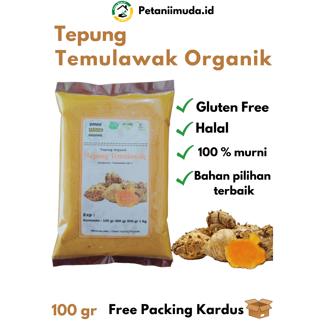 Jual Bubuk Temulawak murni kemasan 100 gram/Tepung Temulawak kemasan ...