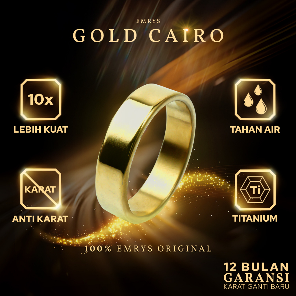 Jual BUY 2 FREE 1 GIFT Emrys Simple Ring Best Seller Gold Cairo COUPLE Cincin Titanium Anti ...
