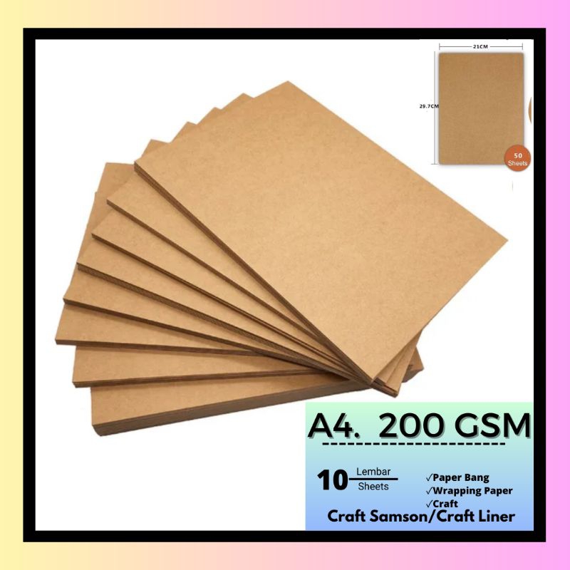 Jual Kertas Samson/Kertas Kraft Liner UK A4 Ketebalan 200Gsm | Shopee ...